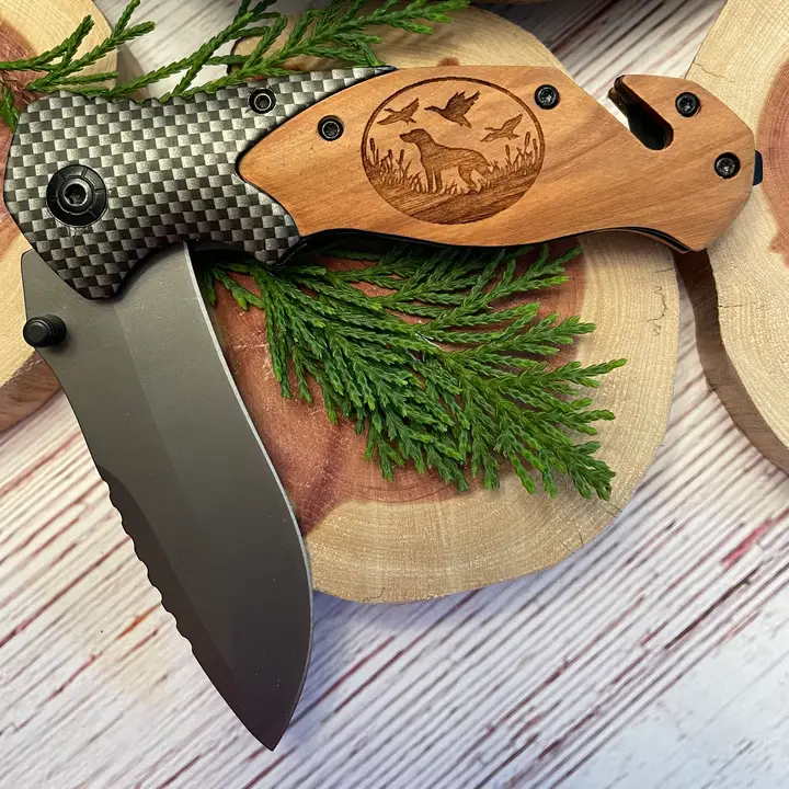 Dog Duck Hunting Engraved Knife | Wolfe's General Store